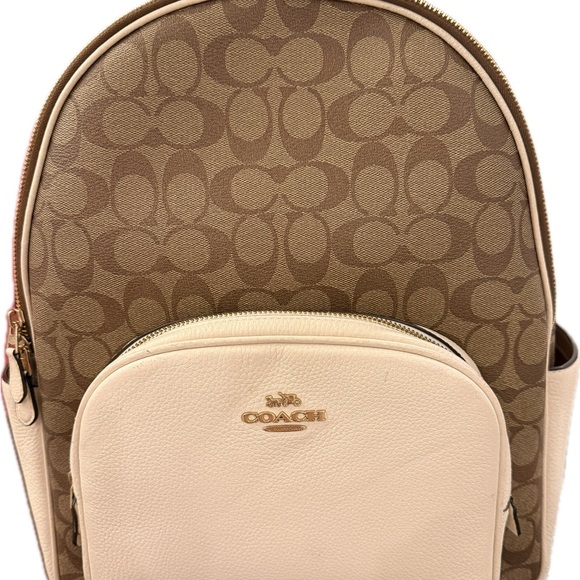Coach | Bags | Coach Signature Tan And Cream Backpack | Poshmark